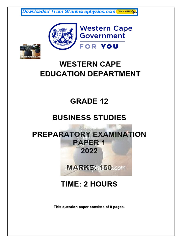 WC Business Studies Grade 12 SEPT 2022 P1 and Memo | PDF | Affirmative ...
