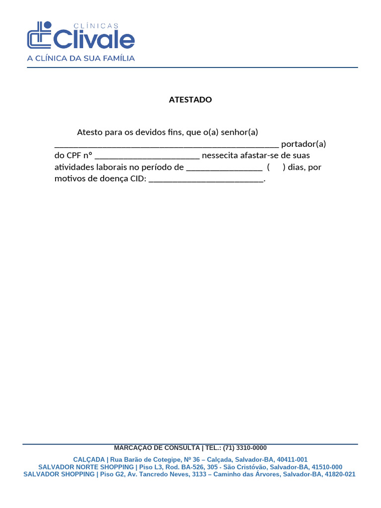 Atestado Médico para Afastamento | PDF