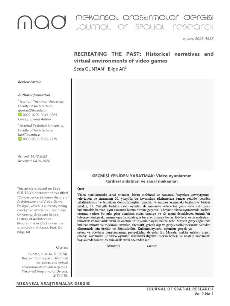 RECREATING The PAST - Historical Narratives and Virtual Environments of ...