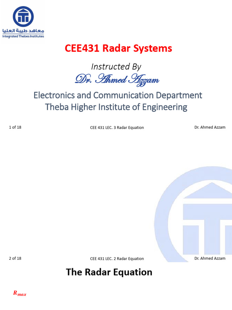Lec 3 | PDF | Radar | Computer Engineering