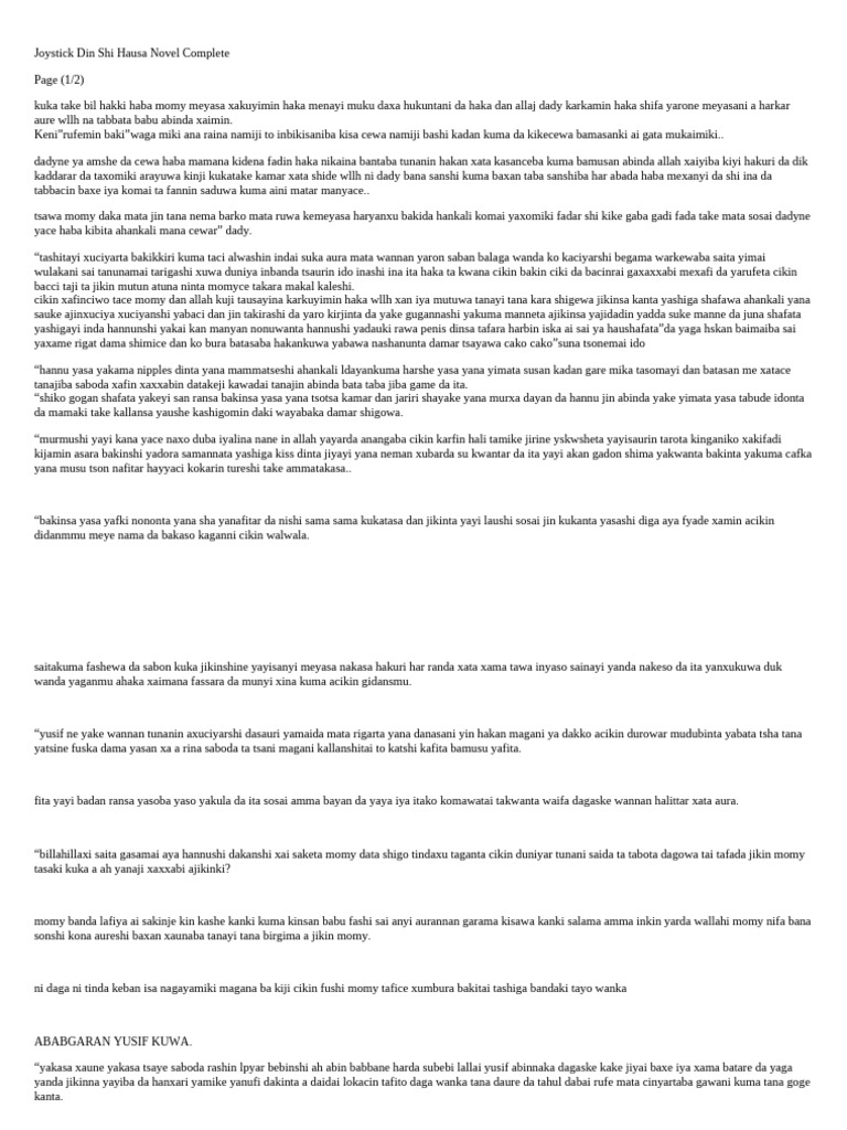 Joystick Hausa Novel | PDF