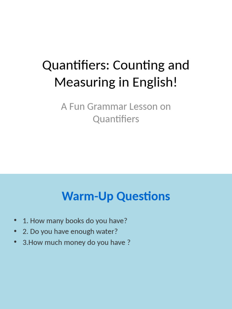 Quantifiers Presentation A2 Plus | PDF | Linguistic Morphology | Languages
