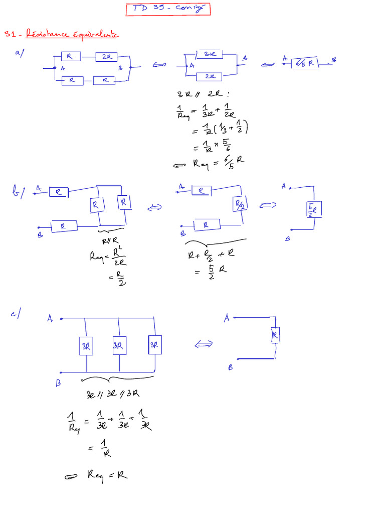 Correction TD Lois Et Concepts de L'Electrocinetique | PDF