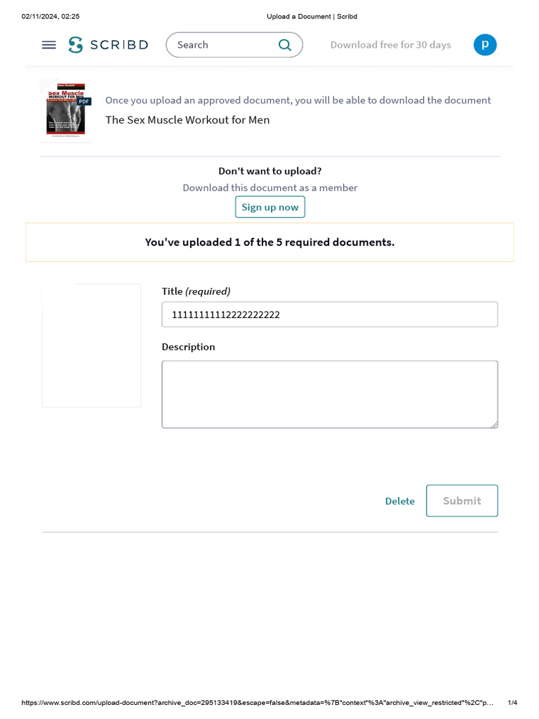 The Sex Muscle Workout For Men: You've Uploaded 1 of The 5 Required Documents | PDF | Scribd ...