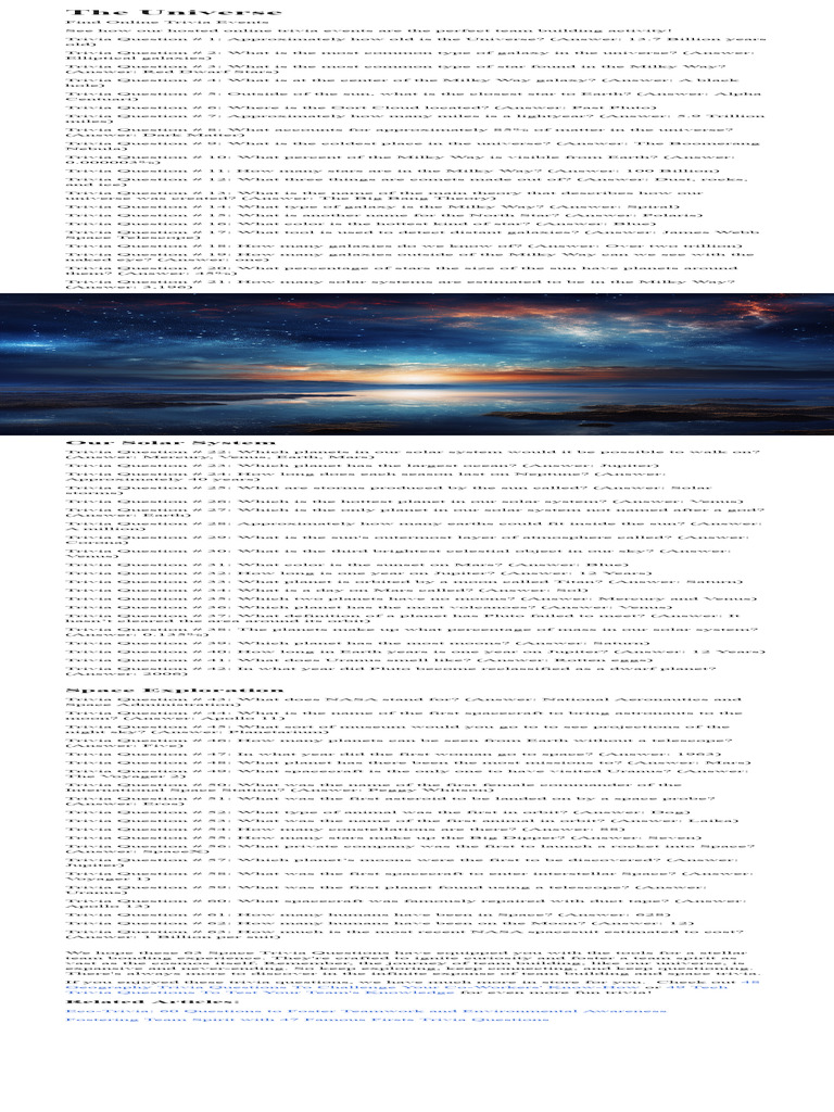 63 Space Trivia Questions Ryptic | PDF | Planets | Solar System