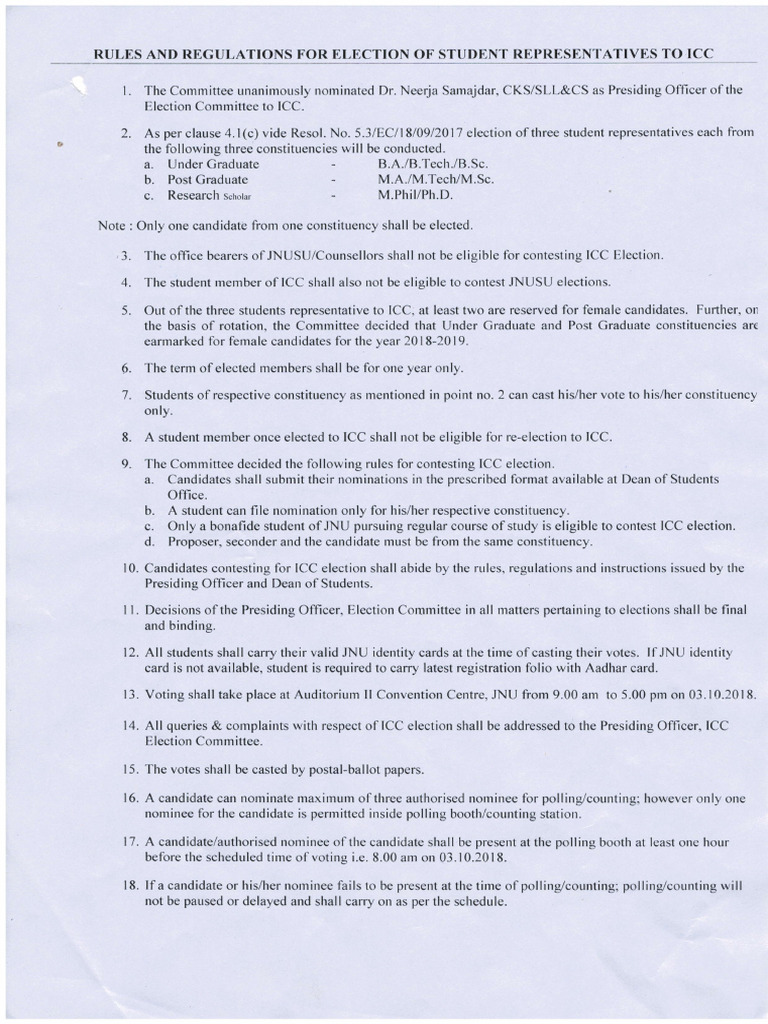 ICC Student Election Rules 2018-2019 | PDF | Political Corruption ...