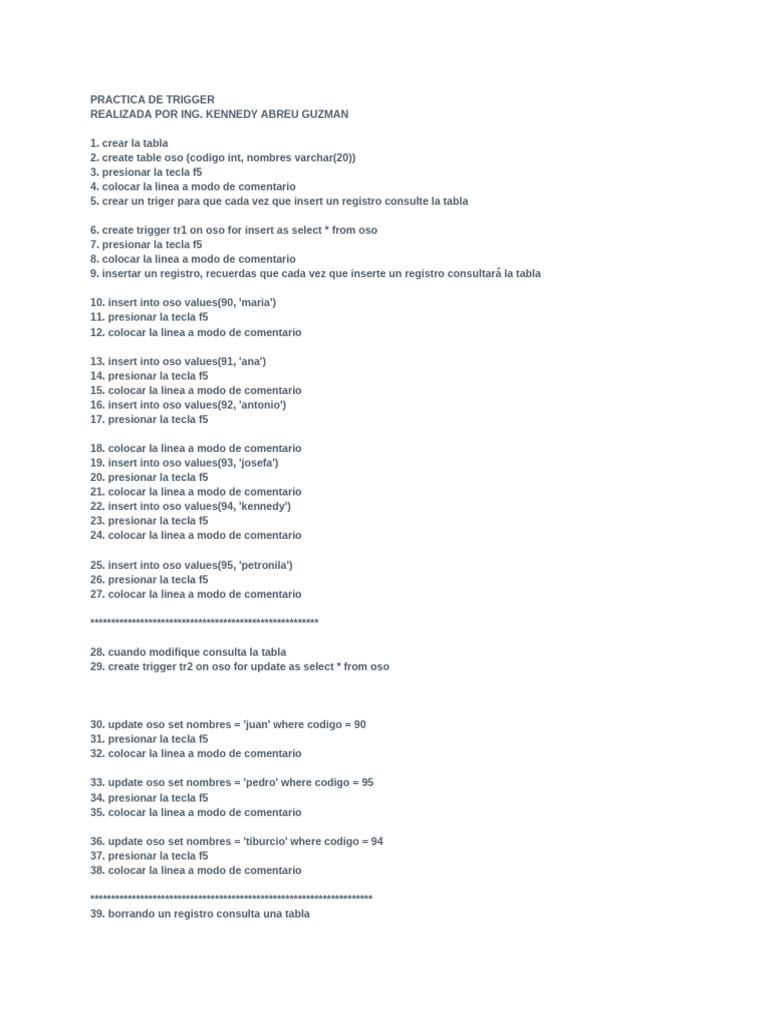 Practica de Trigger | PDF | Informática