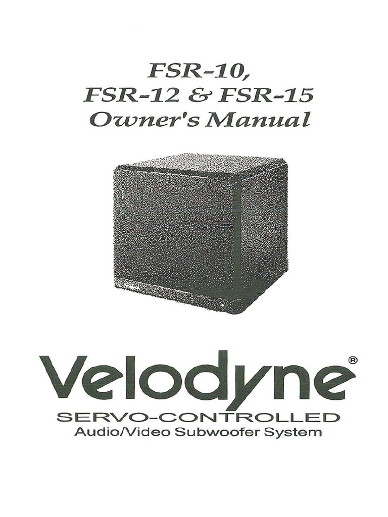 Velodyne FSR 10-12-15 | PDF