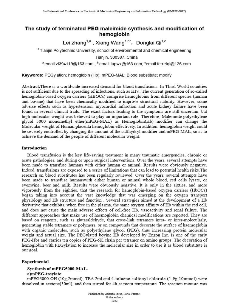 The Study of Terminated Peg Maleimide Synthesis and 50oy5hy7m8 | PDF ...