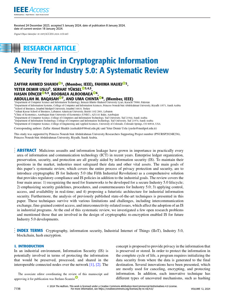 A New Trend in Cryptographic Information Security For Industry 5.0 A ...