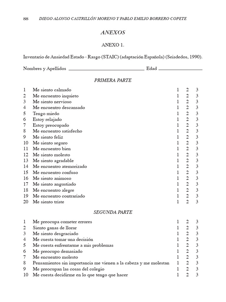 Staic Cuestionario | PDF | Sicología
