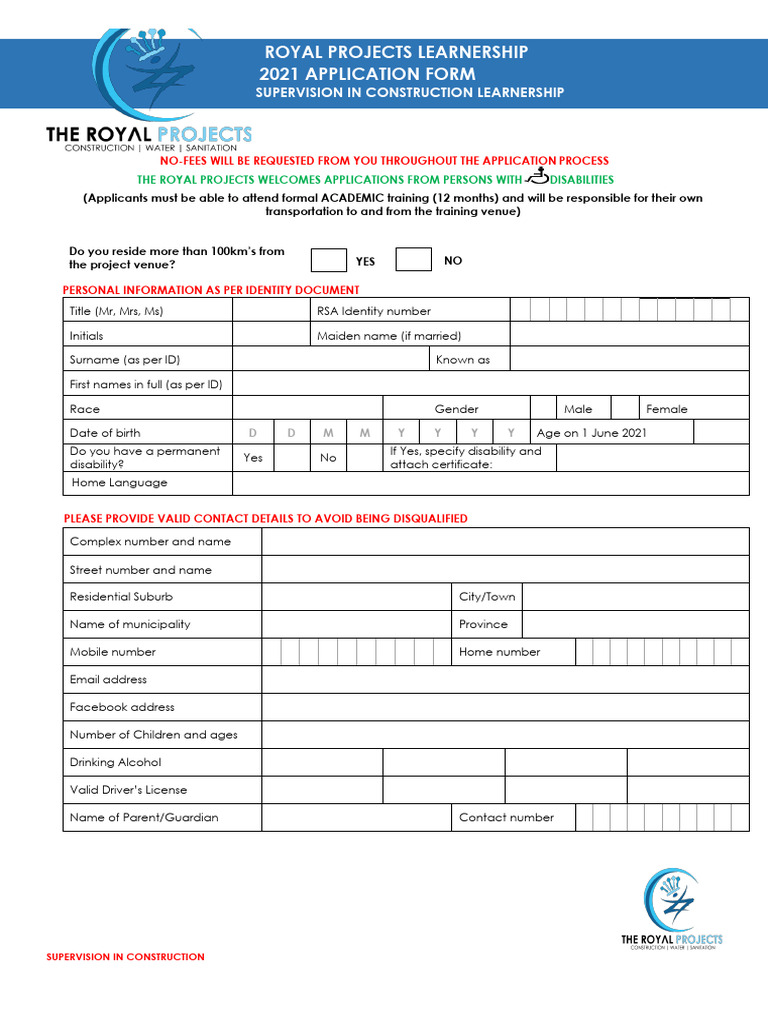Royal Projects Construction Learnership 2021 | PDF | Criminal Record ...