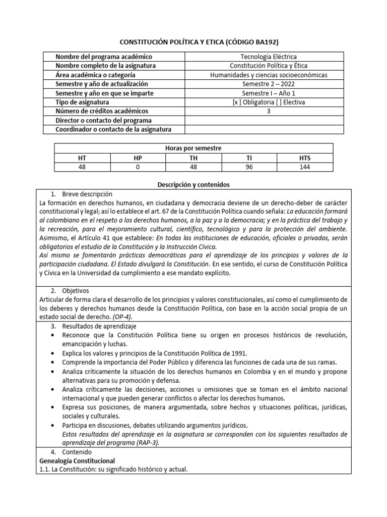 Constitución Política Y Etica (Código Ba192) | PDF | Constitución ...