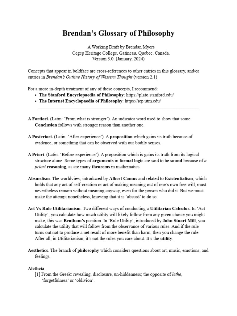 Glossary of Philosophy | PDF | Logic | Reason