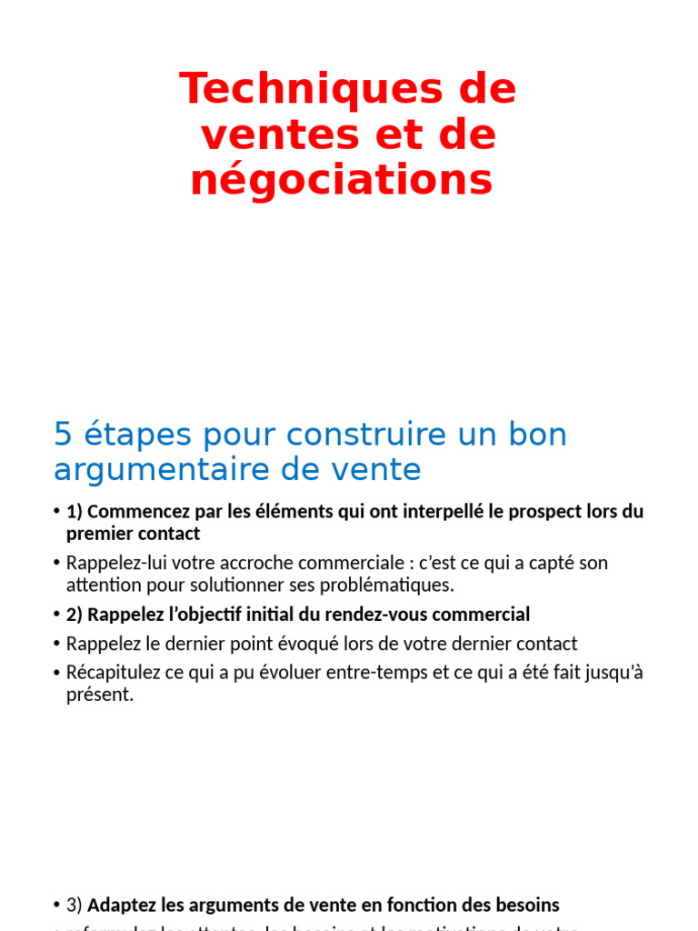 Techniques de Vente | PDF | Argumentation | Sodles