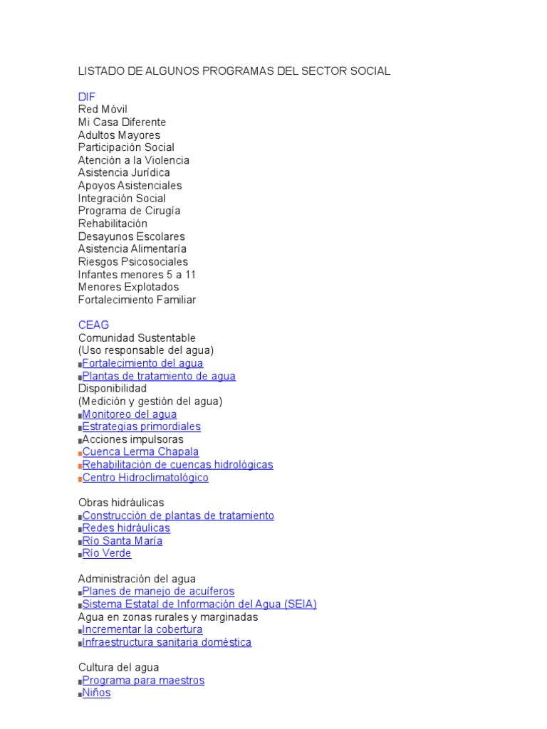 Algunos Programas Del Sector Social | PDF | Business