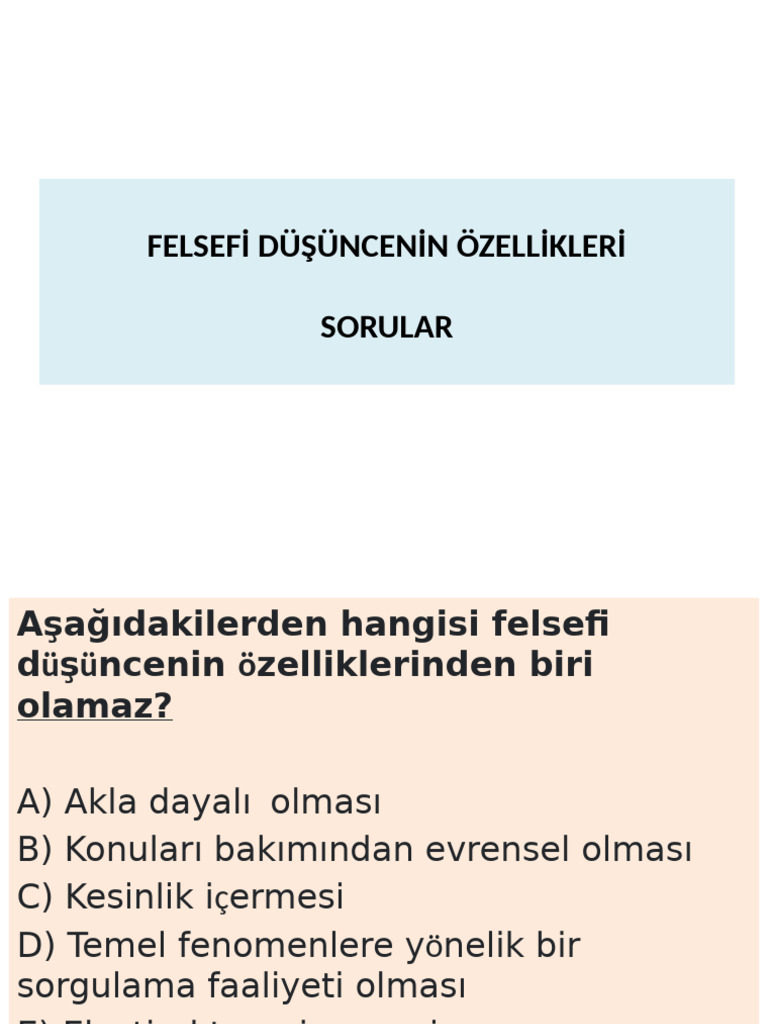 7-Felsefi Düşüncenin Nitelikleri Sorular | PDF