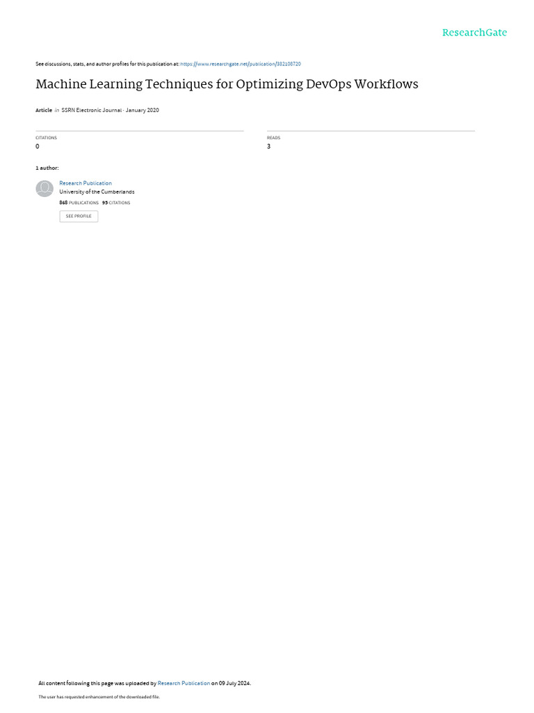2020 Machine Learning Techniquesfor Optimizing Dev Ops Workflows 1 | PDF | Machine Learning ...
