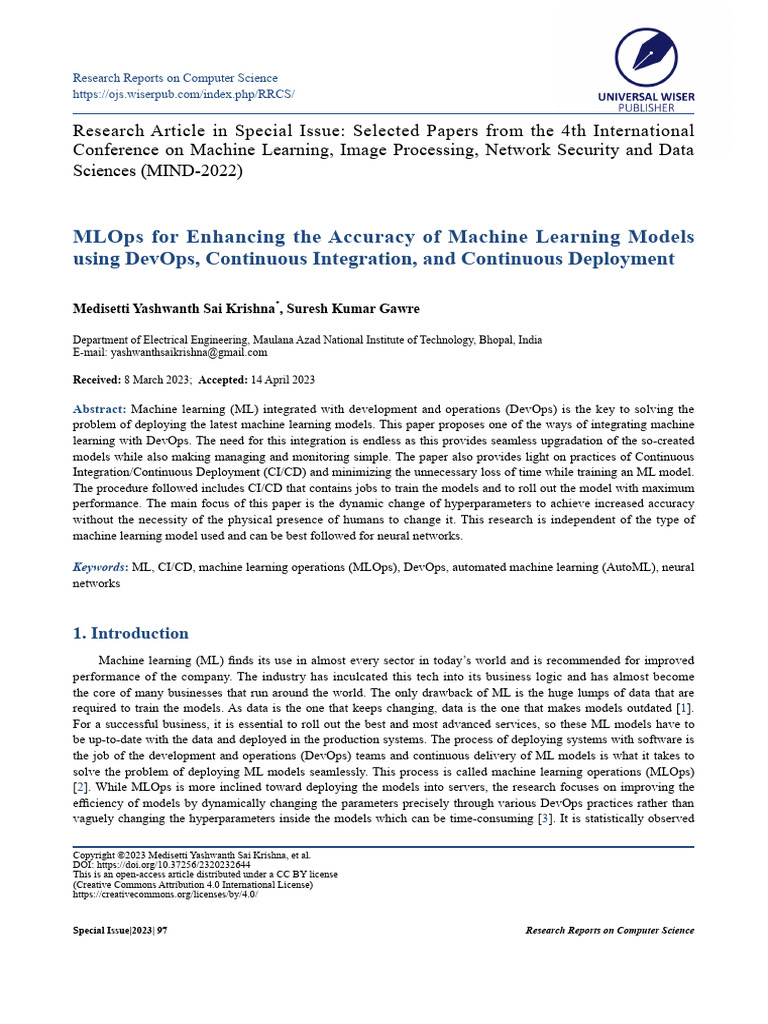 MLOps For Enhancing The Accuracy of Machine Learni | PDF | Machine ...