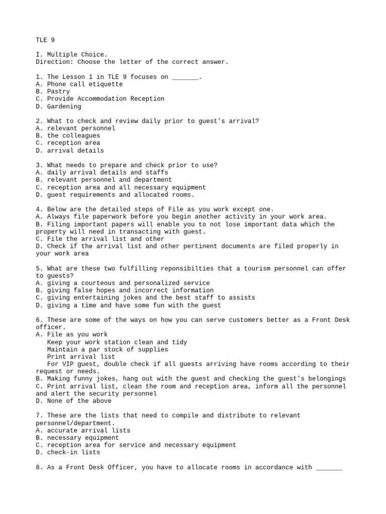 Summative In Tle 9 Pdf