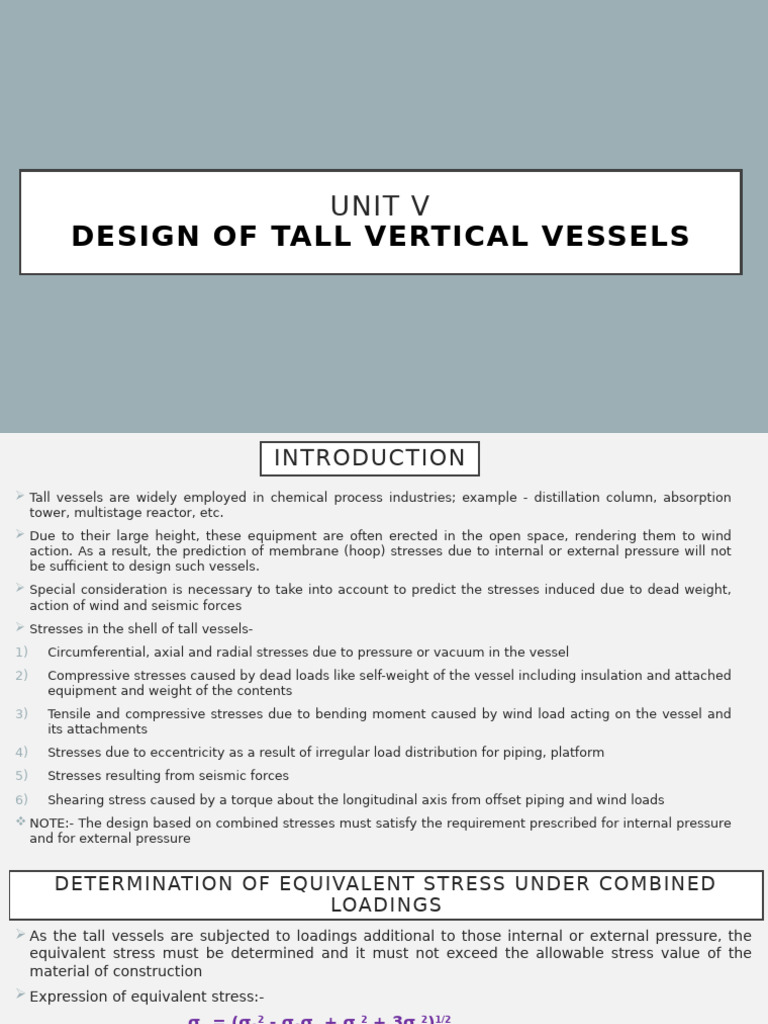 Tall Vessel Stress Design Guide | PDF | Stress (Mechanics) | Bending
