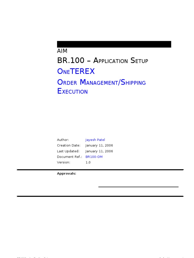 Br100 SCM Om Global Setup Document v1 | PDF | Oracle Database | Option ...