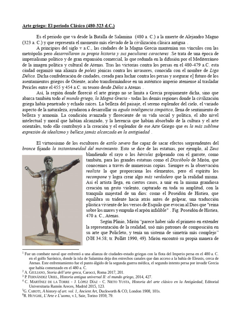 Arte Clásico Griego: Escultura y Evolución | PDF | Antigua Grecia