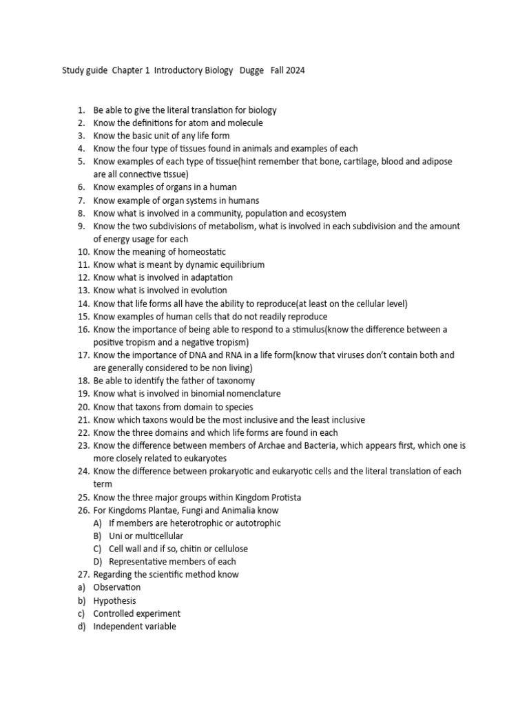 Introductory Biology Chapter 1 | PDF | Life | Biology