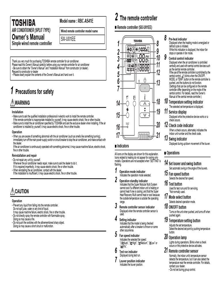 Om RBC As41 e Eb01101501 | PDF | Air Conditioning | Remote Control