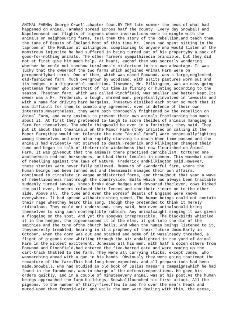 Chapter Four Summary: Animal Farm | PDF | Mystery, Thriller & Crime ...