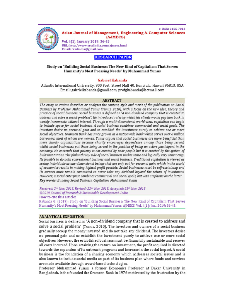 Study On Building Social Business The Ne | PDF | Sustainability | Poverty