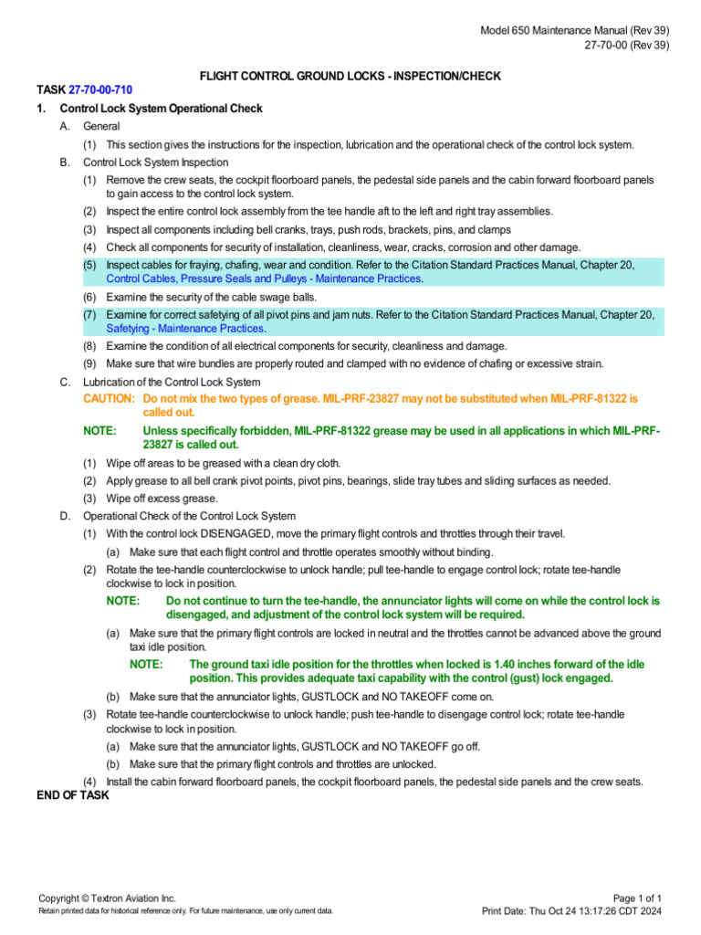 Control Lock SystemOperational Check | PDF | Aircraft Flight Control ...