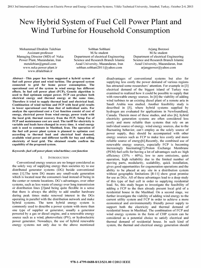 Hybrid Fuel Cell and Wind Energy System | PDF | Wind Power | Fuel Cell