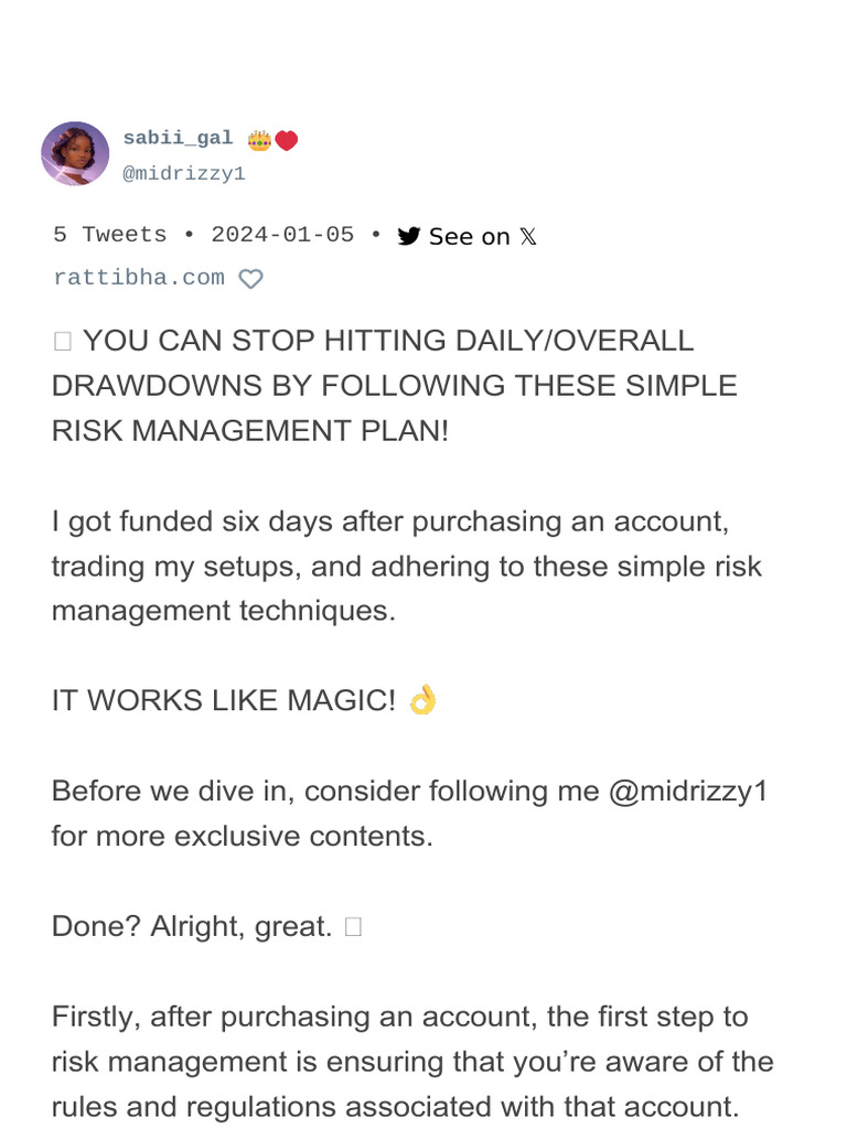 ? You Can Stop Thread by Midrizzy1 Jan 5, 24 From Rattibha | PDF | Risk ...