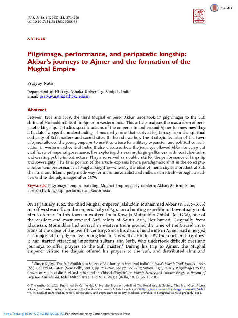 Akbar's Pilgrimages and Mughal Empire | PDF | Sufism | Mughal Empire