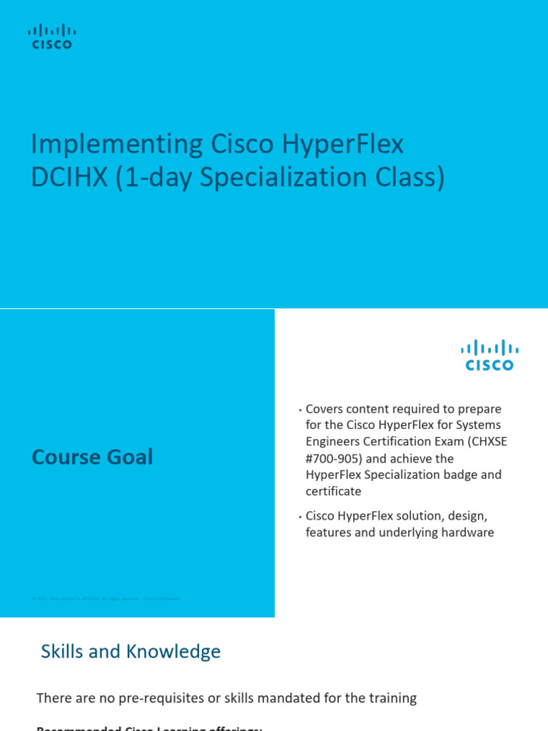 Implementing Cisco HyperFlex-DCIHX-1 Day Specialization (Exam Prep) - Agenda | PDF | Computer ...