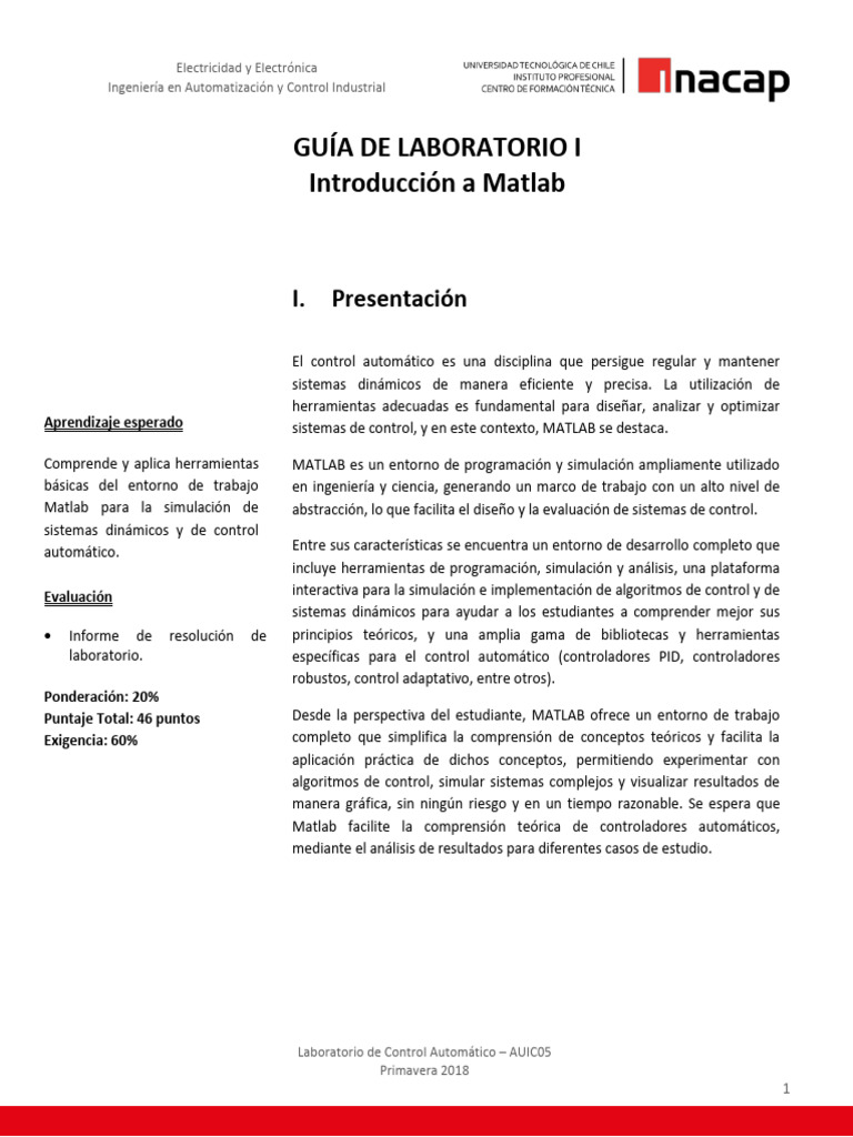 Laboratorio Introducción A Matlab | PDF | Laboratorios | Matlab