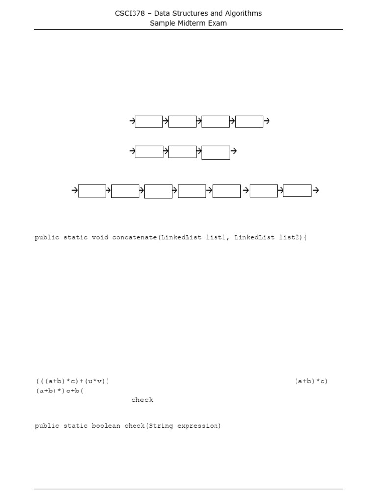 CSCI378 - Sample Midterm Exam | PDF | Queue (Abstract Data Type) | Algorithms And Data Structures