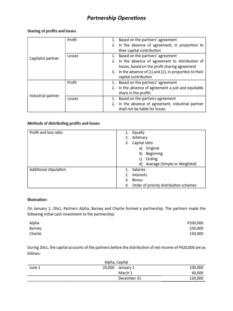 Partnership Operations Handouts | PDF | Income Statement | Payments