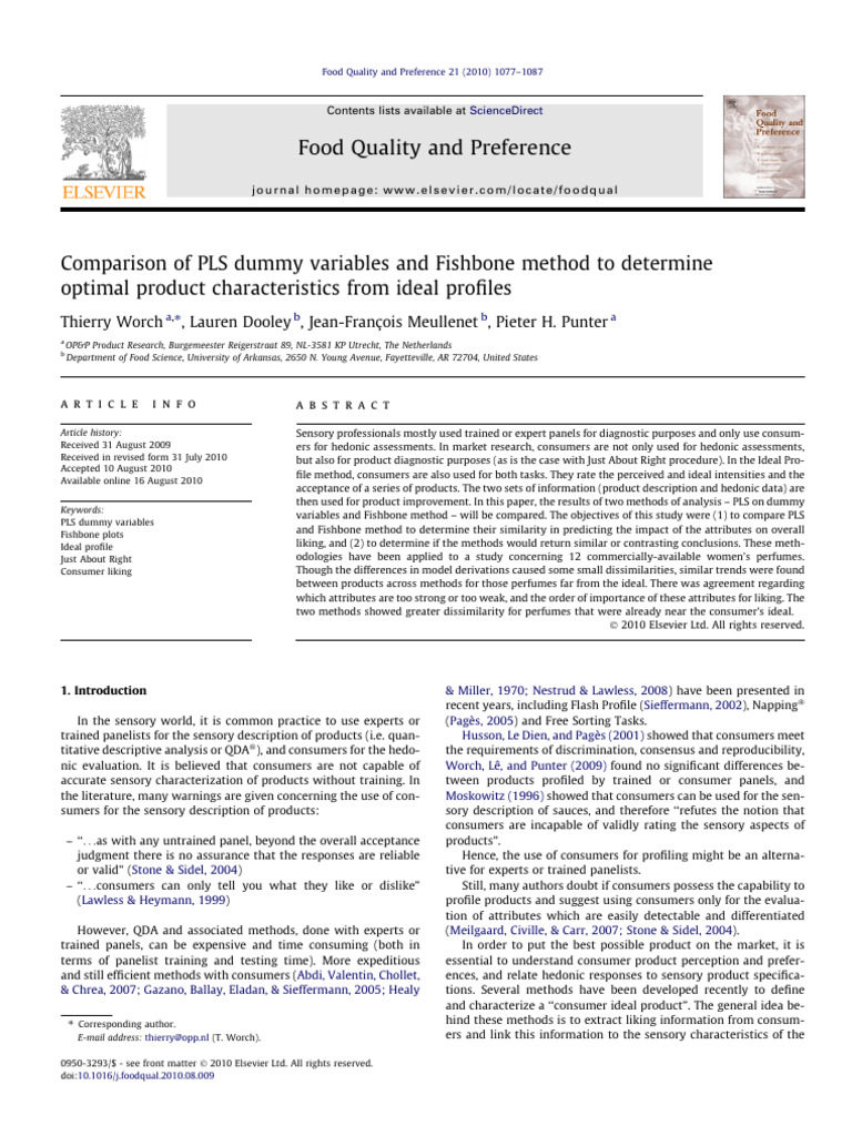 Comparison of PLS Dummy Variables and Fishbone Method To Determine Optimal Product ...