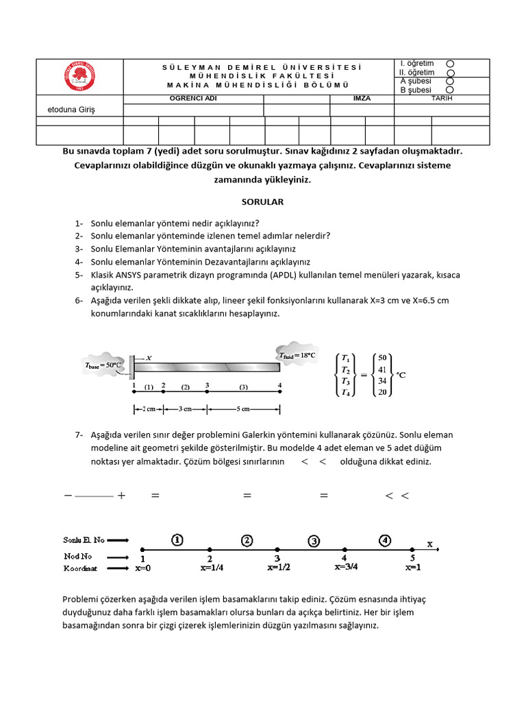 Sonlu Elemanlara Giris 2023 Vize | PDF
