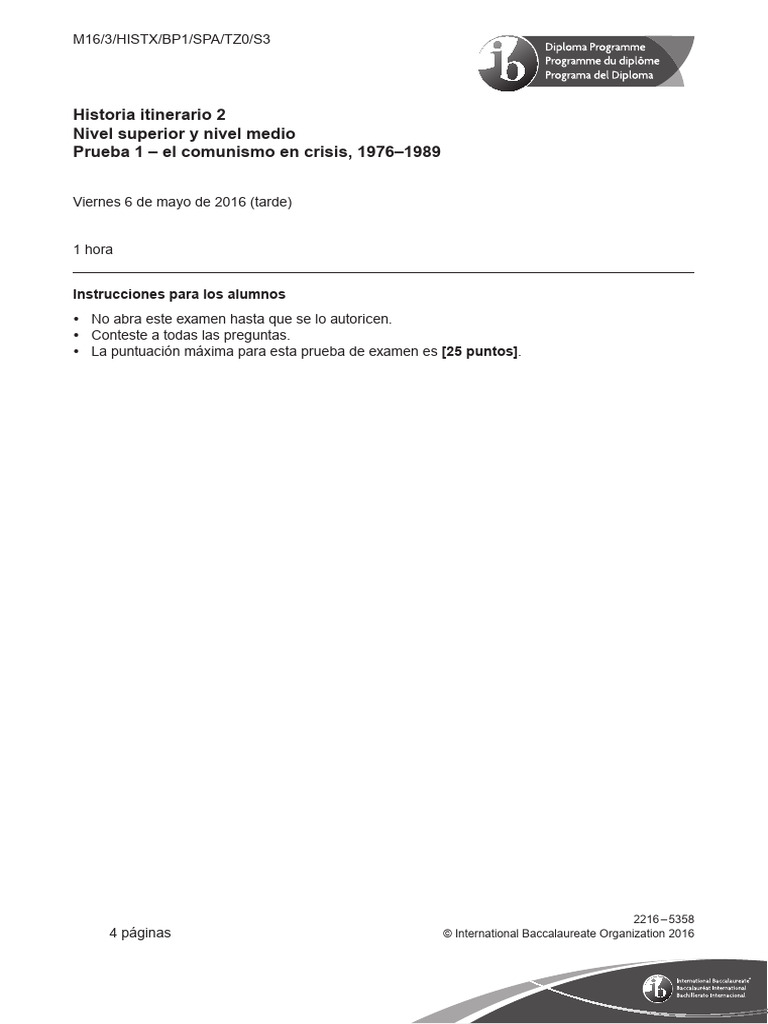 History Route 2 Paper 1 Communism in Crisis 1976-89 HLSL Spanish | PDF ...