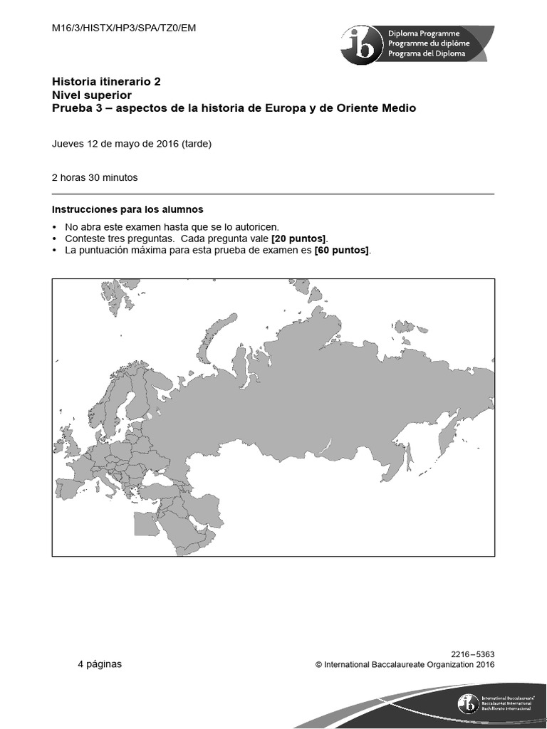 History Route 2 Paper 3 Aspects of The History of Europe and The Middle ...