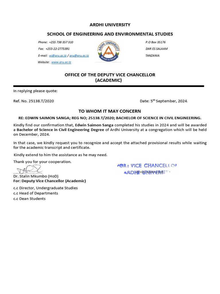 Ardhi Introduction Letter | PDF