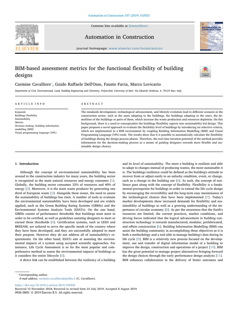 BIM-based Assessment Metrics For The Functional Flexibility of Building ...
