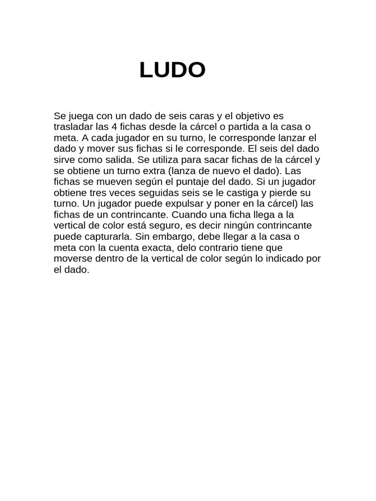 Reglas del juego Ludo: Cómo jugar y ganar | PDF