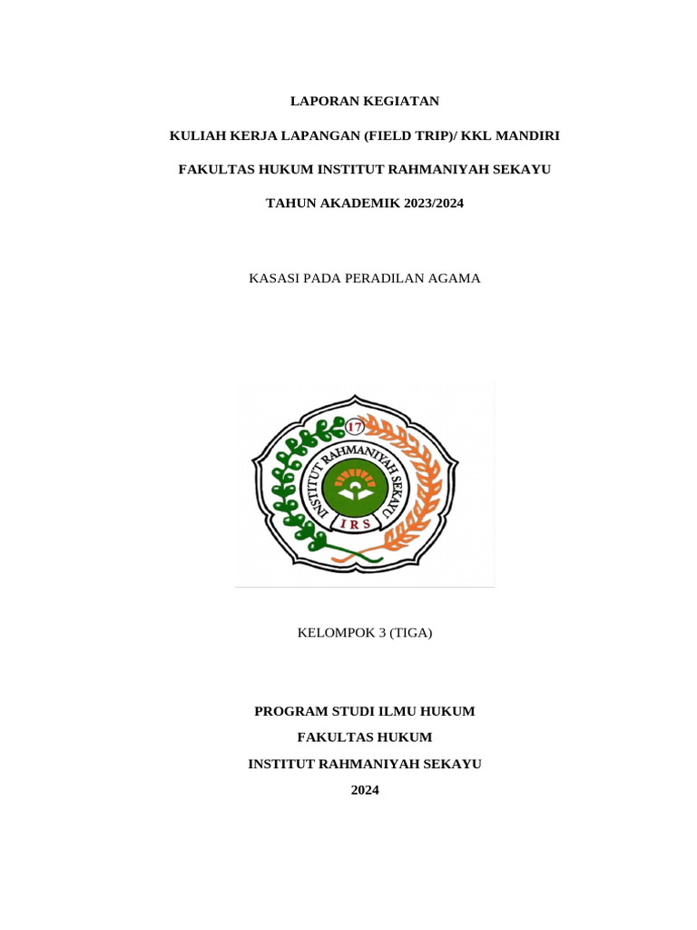 LAPORAN KEGIATAN KKL Kelompok 3 | PDF