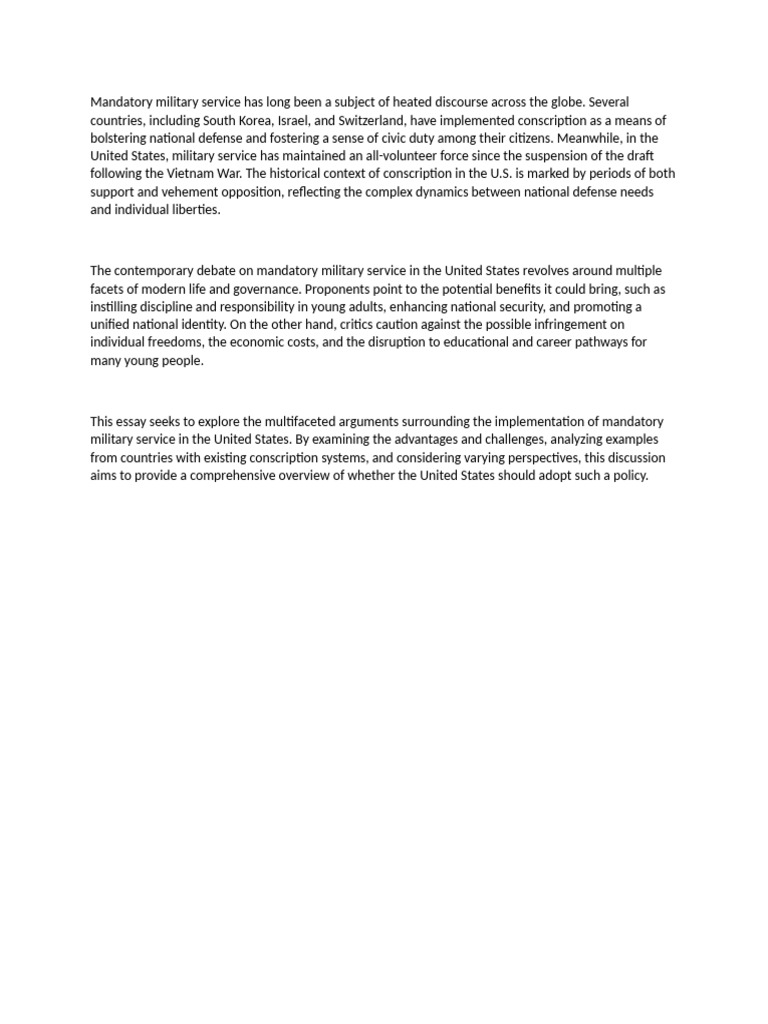 Mandatory Military Service | PDF | Politics | History