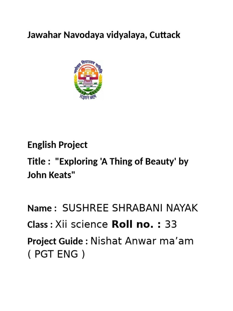 ENG Project (Mine) | PDF | Beauty | John Keats