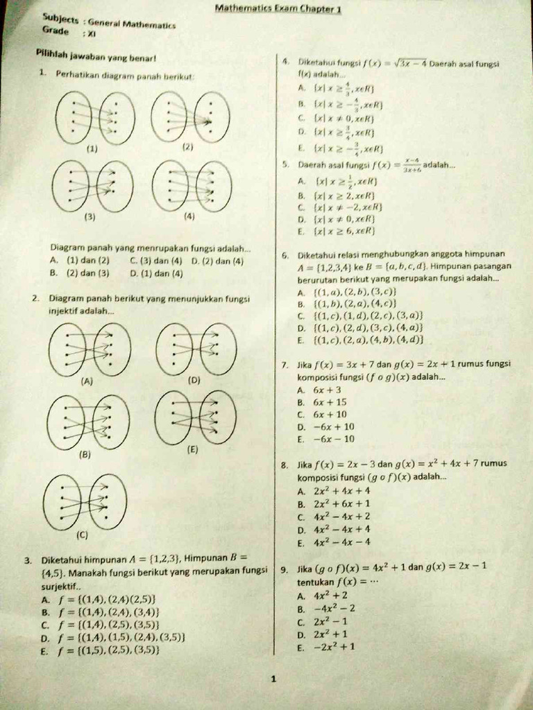 Soal Ulangan MTK Kelas 11 Kurikulum Merdeka | PDF